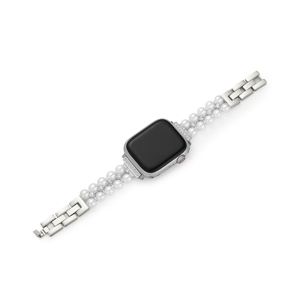 Women's Pearl Rhinestone Metal Watch Band for Fitbit